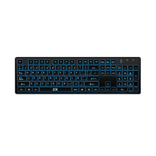 TECLADO CX RETROILUNINADO CX-100 NEGRO / LUZ AZUL (6950125747035 ...